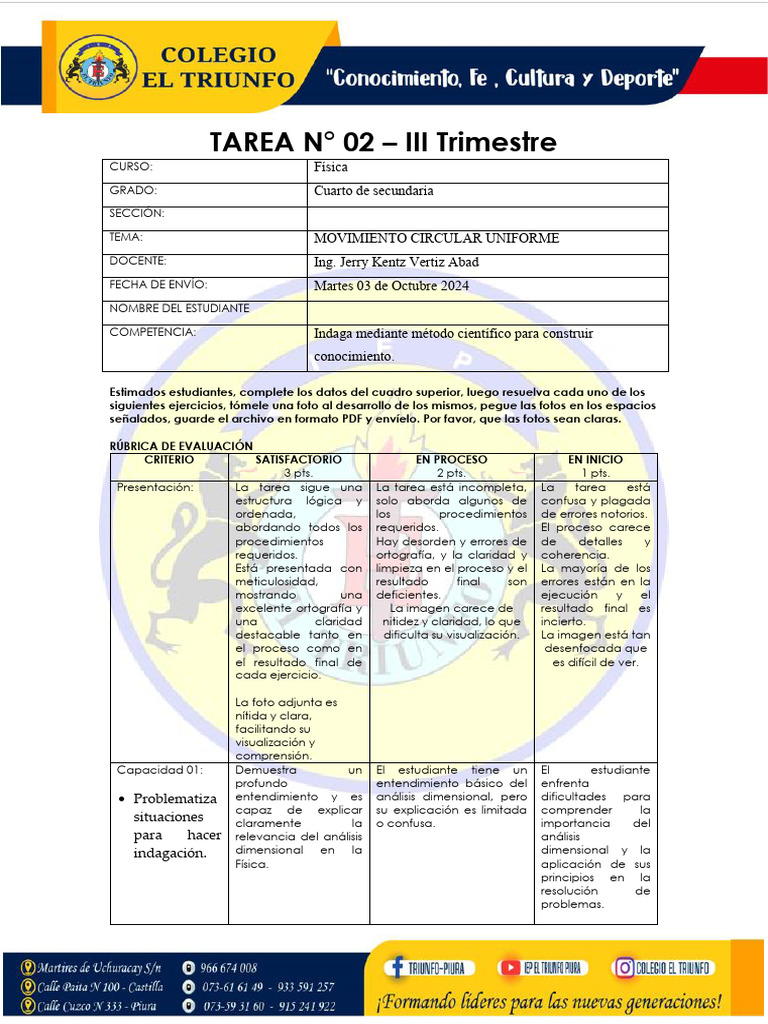 Tarea N°02 III Trimestre 4to | PDF