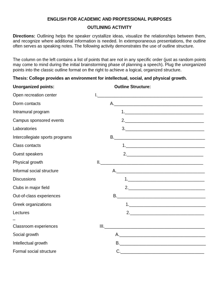 ACTIVITY-on-OUTLINING | PDF