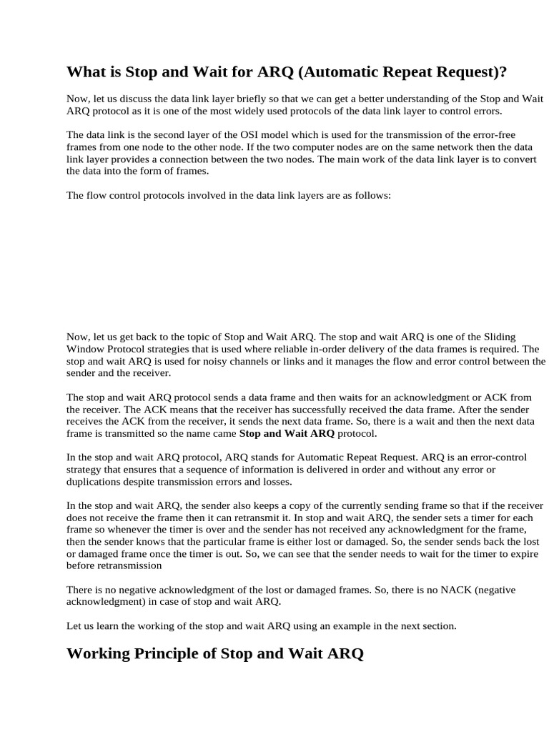 What Is Stop and Wait For ARQ | PDF | Transmission Control Protocol | Technology & Engineering