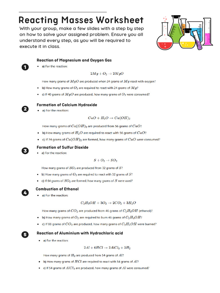 Reacting Masses Worksheet v2 | PDF | Science & Mathematics