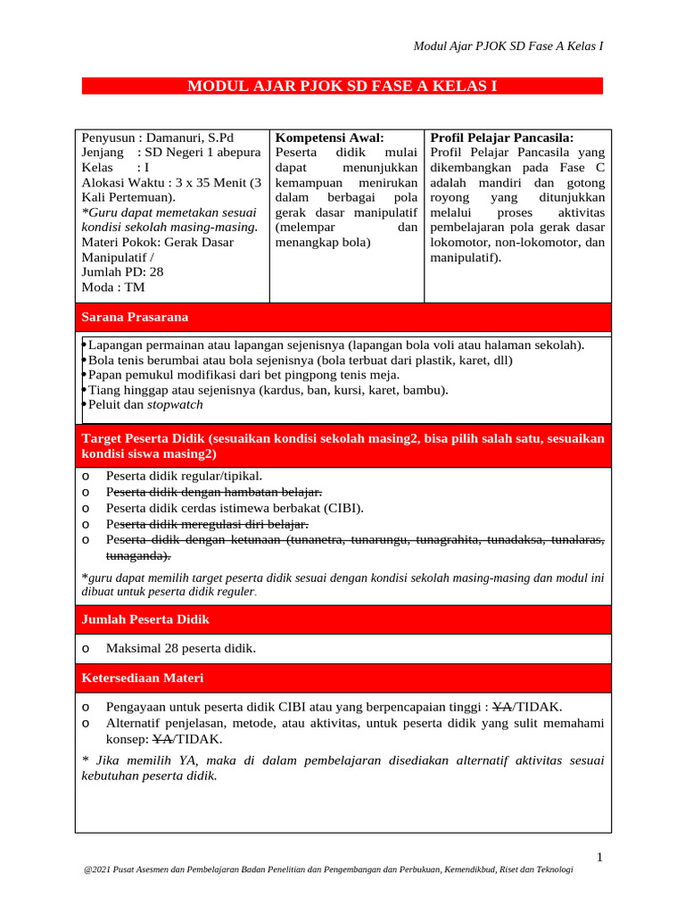 BAB 3 - PJOK Kls 1 (Datadikdasmen - Com) - PPOLA GERAK DASAR ...