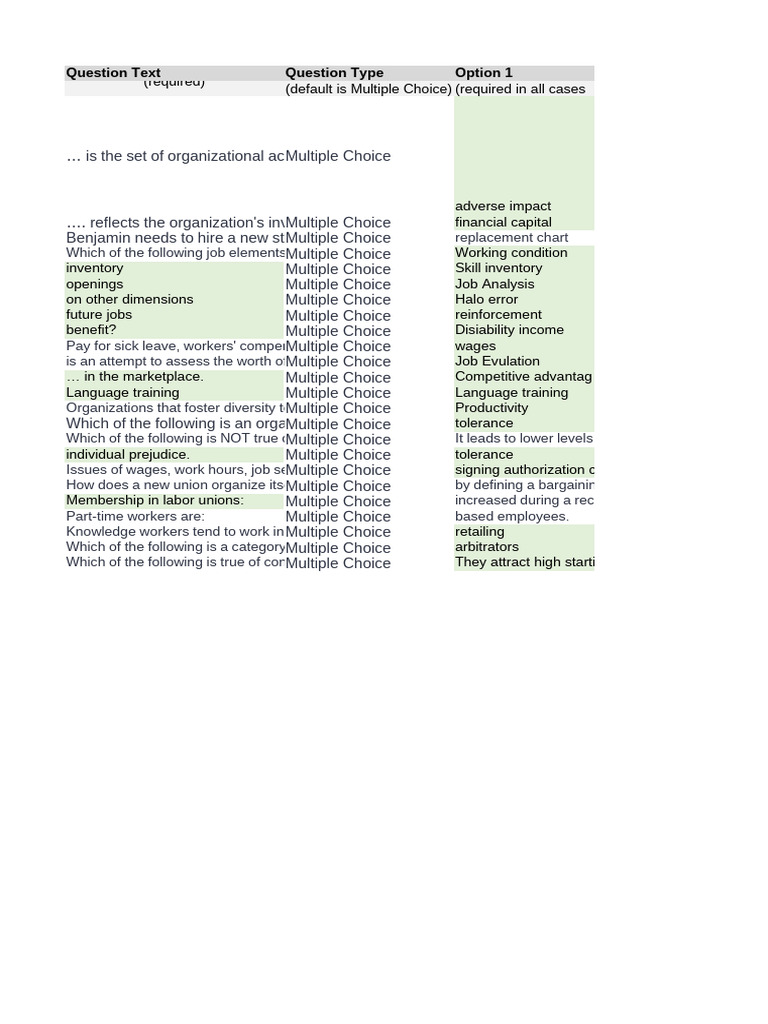 QuizizzSampleSpreadsheetUpdated v2 | PDF