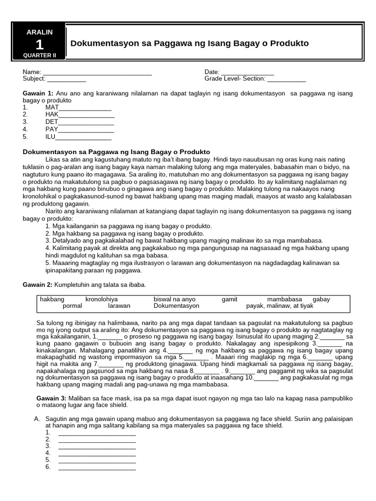 Activity Sheet 1 - Q2 - Piling Larang | PDF