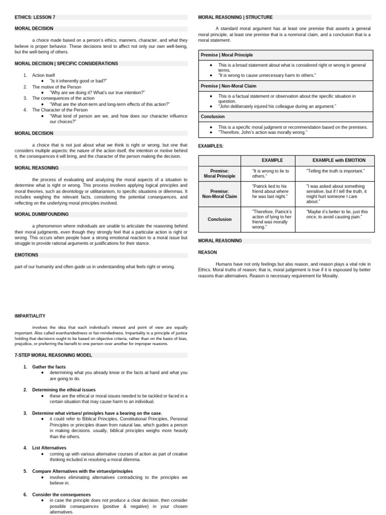 Ethics - Lesson 7 | PDF