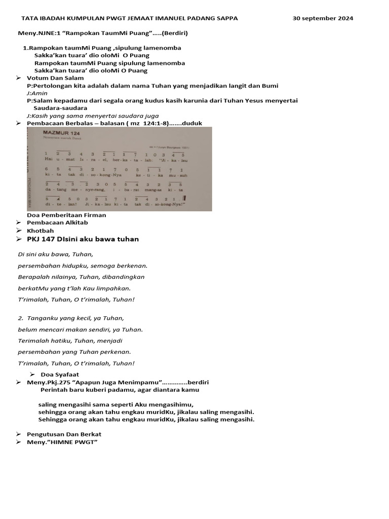 Tata Ibadah Kumpulan PWGT Jips | PDF