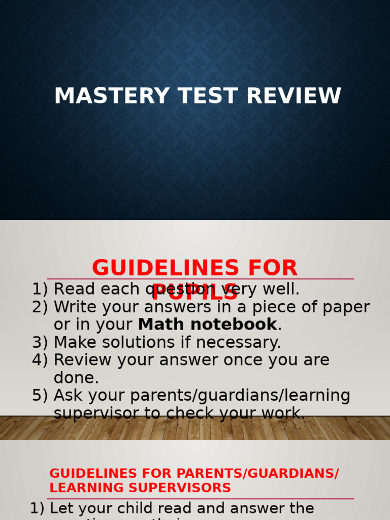 Mastery Test Review First Quarter | PDF