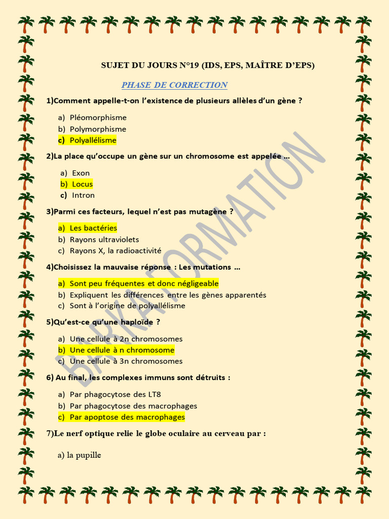 Correction Sujet Du Jours N°19-1 | PDF