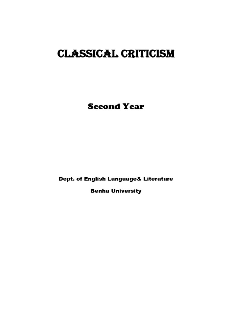 Classical Literary Criticism Overview | PDF | Plato | Socrates