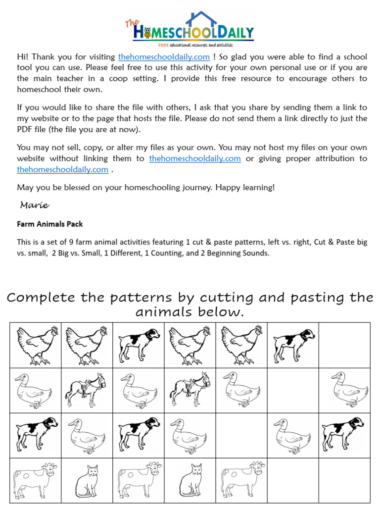 Farm Animals Worksheet Set | PDF