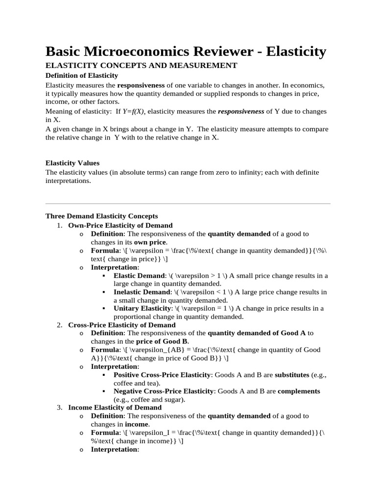 Understanding Elasticity in Microeconomics | PDF | Elasticity ...
