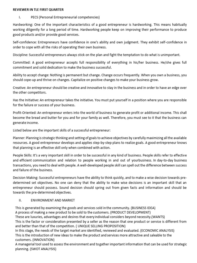 Grade 10 Quarter 1 Tle Topics | PDF