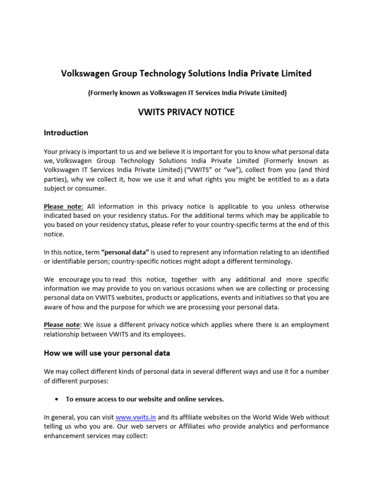 VWITS Privacy Notice | PDF