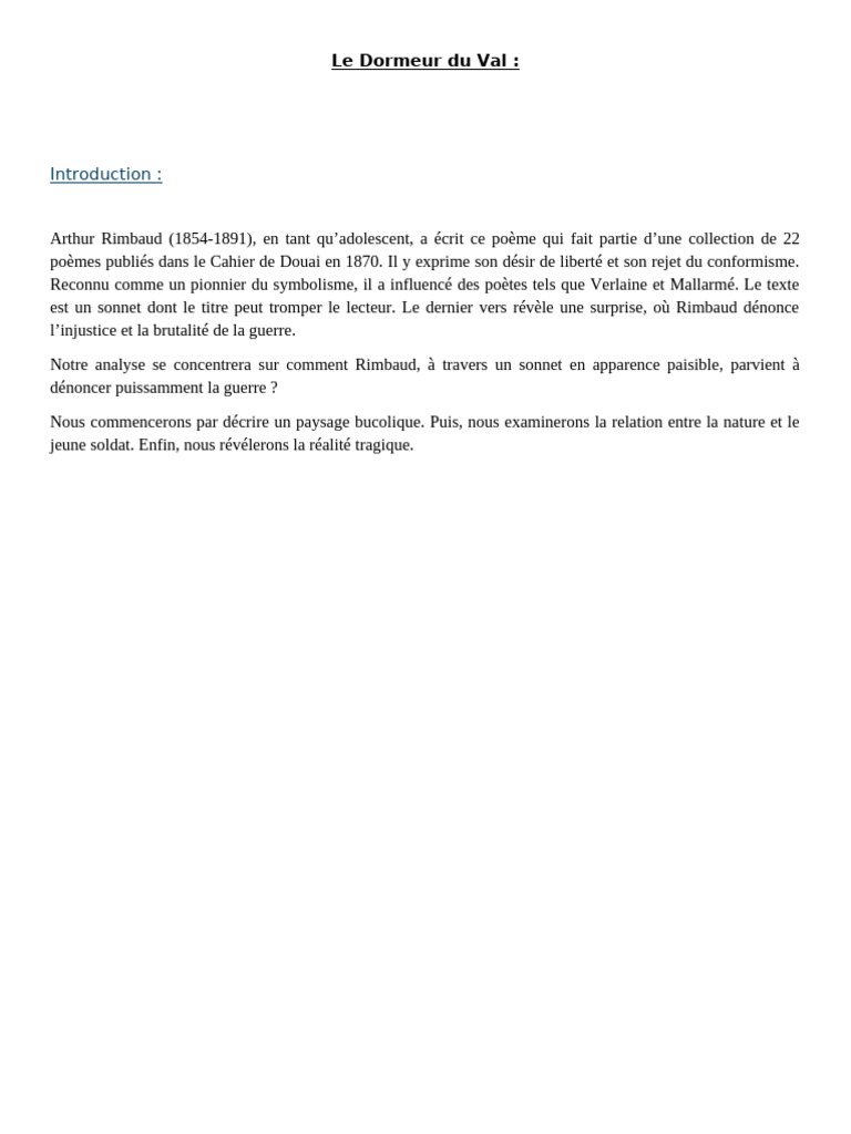 Le Dormeur Du Val, Texte 14 | PDF
