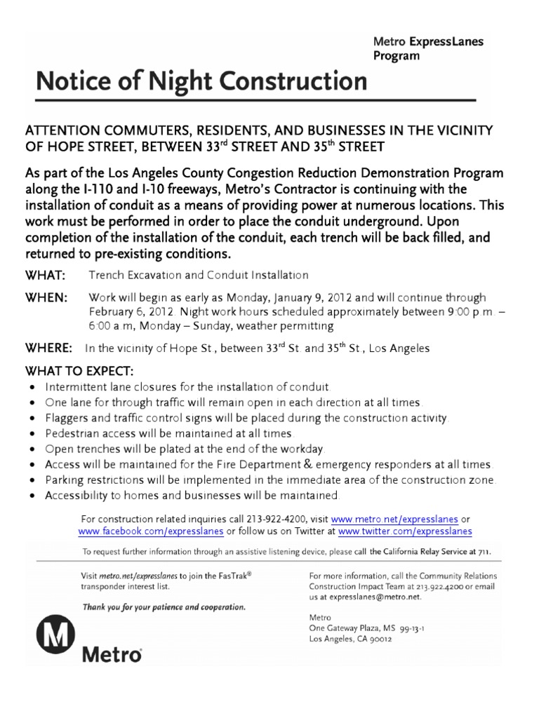 Hope Street Work Notice 1-6-12 | PDF | Business