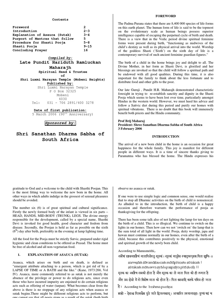 Shasti Devi Puja Chatti-Procedure | PDF | Hindu Literature | Religious ...