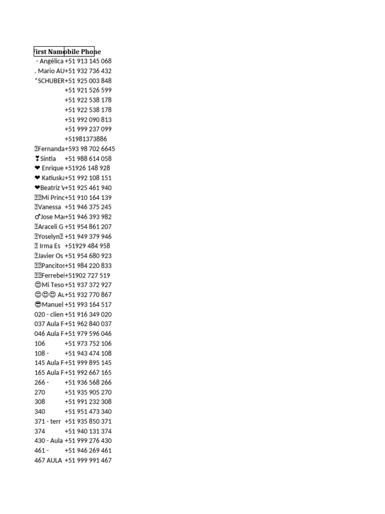 First Name Mobile Phone | PDF
