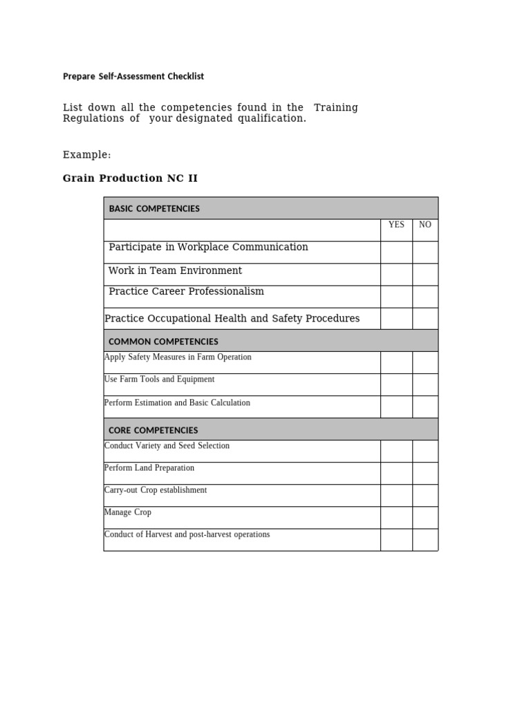 4.1 Prepare Self Assessment Checklist(1) | PDF