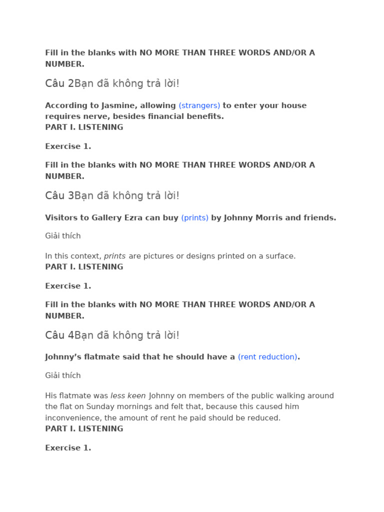 Fill in The Blanks With NO MORE THAN THREE WORDS AND | PDF