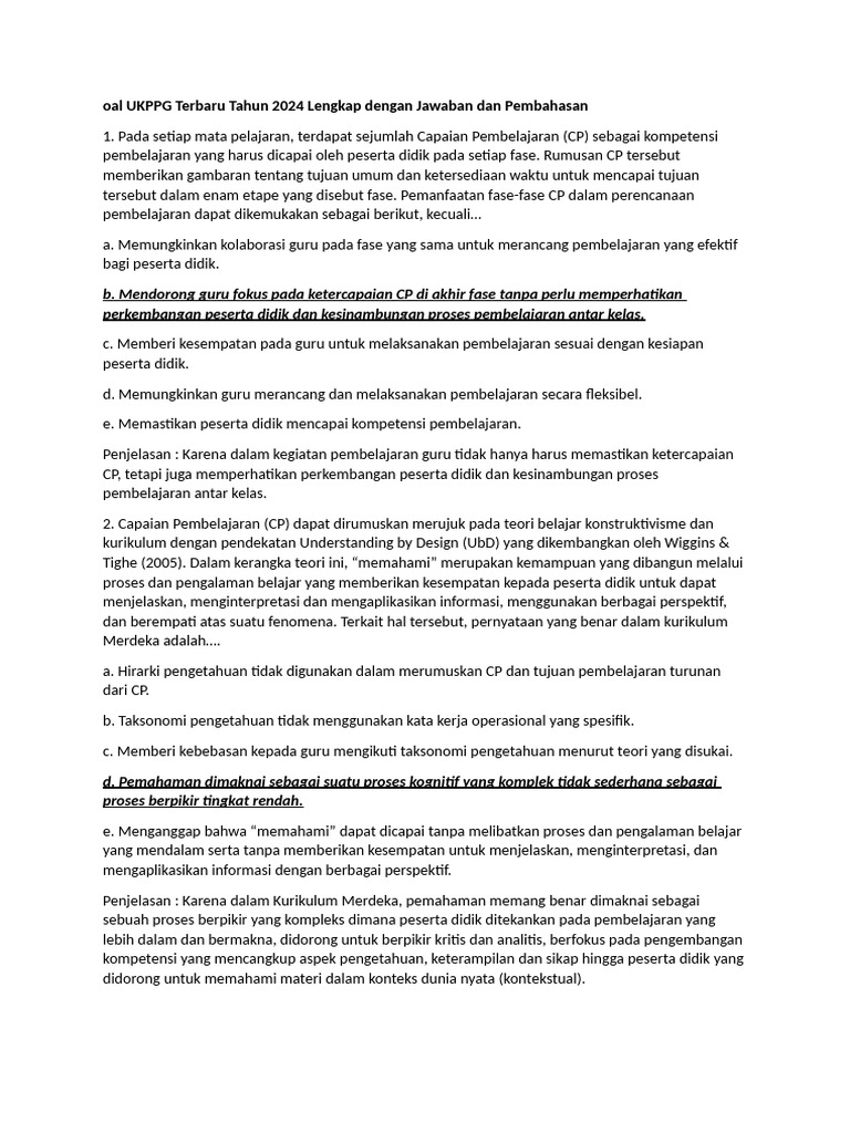 SOAL LATIHAN MODUL 1 UNDERSTANDING BY DESIGN | PDF