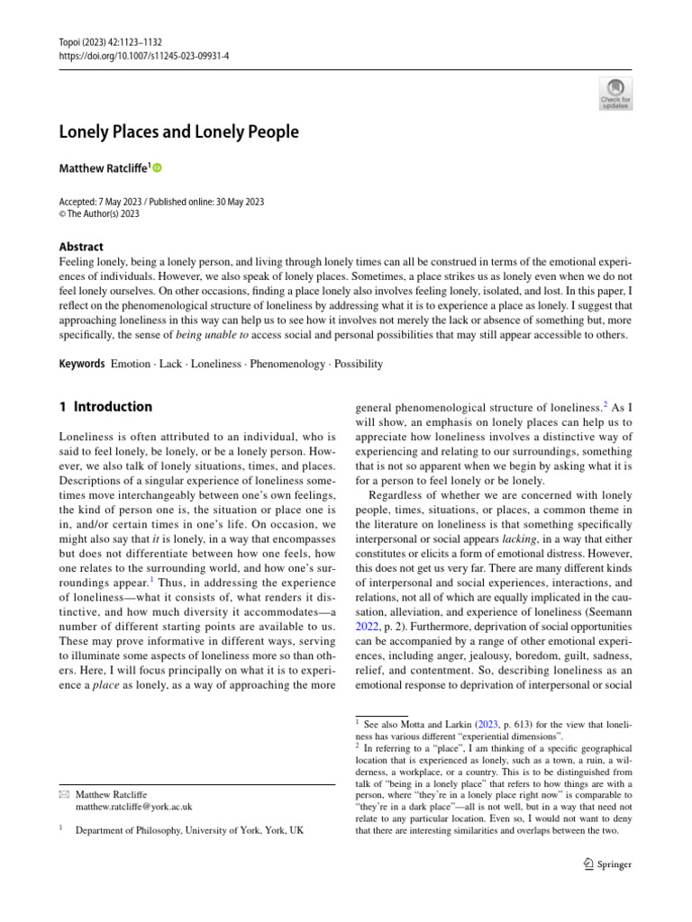 Weiss Theory of Loneliness | PDF