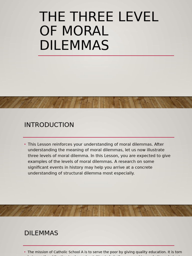 The Three Level of Moral Dilemmas | PDF
