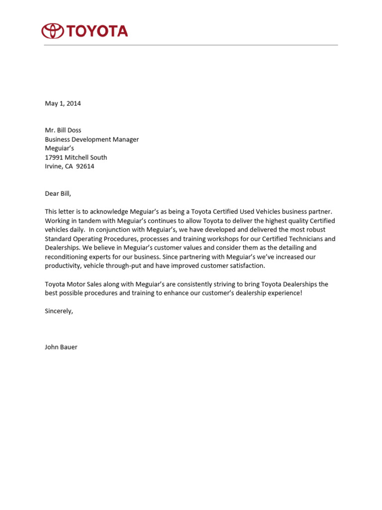 Toyota Letter (1) | PDF