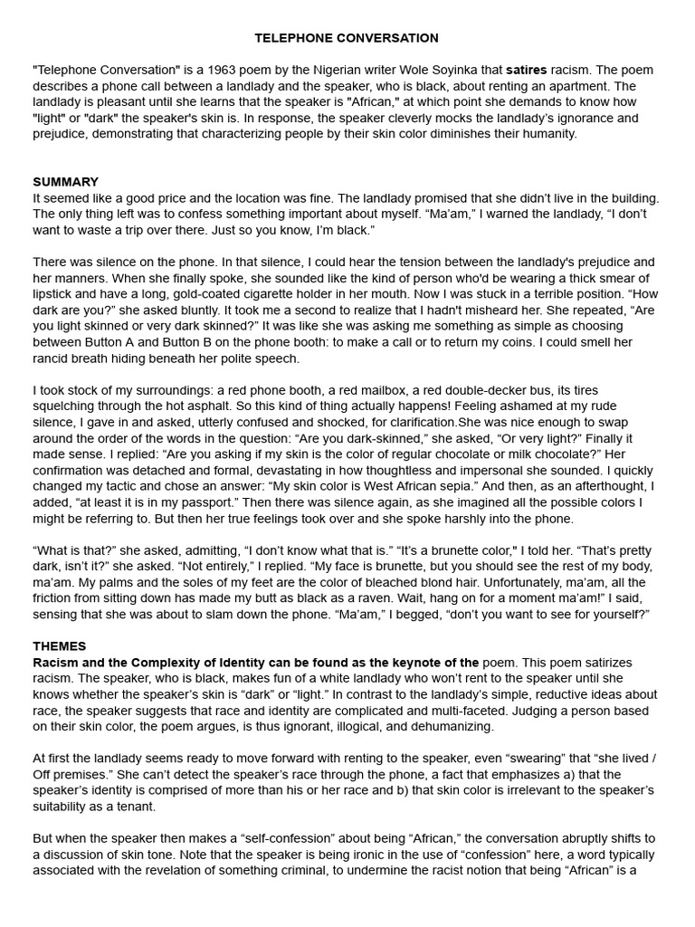 Telephone Conversation | PDF