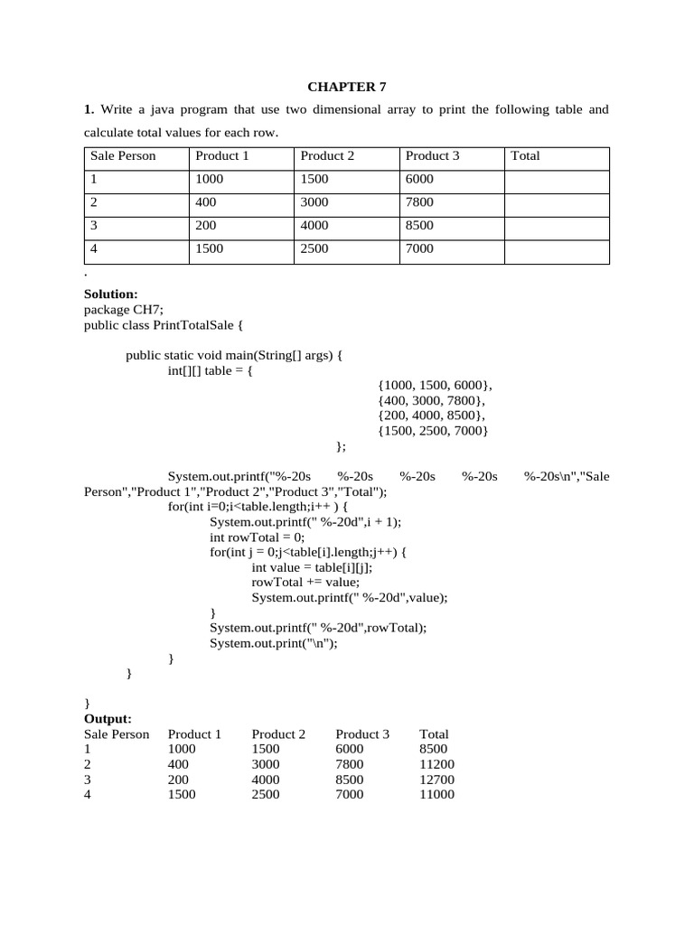 Java CH7 Exercise Junior | PDF