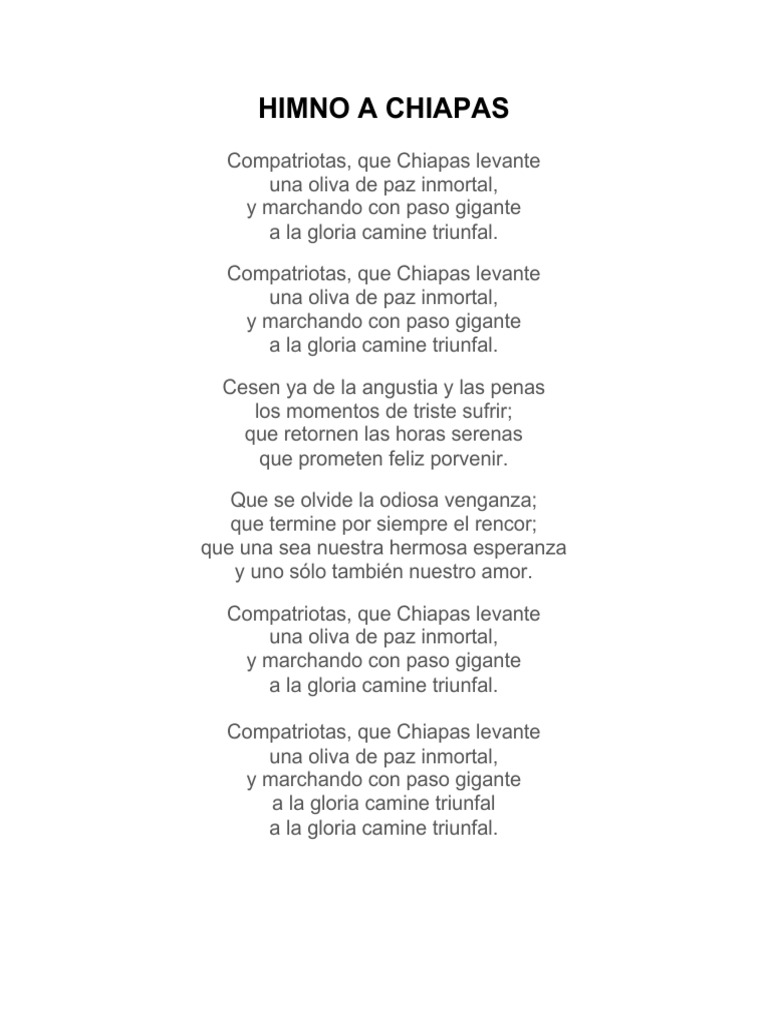 C 031 Himno A Chiapas | PDF
