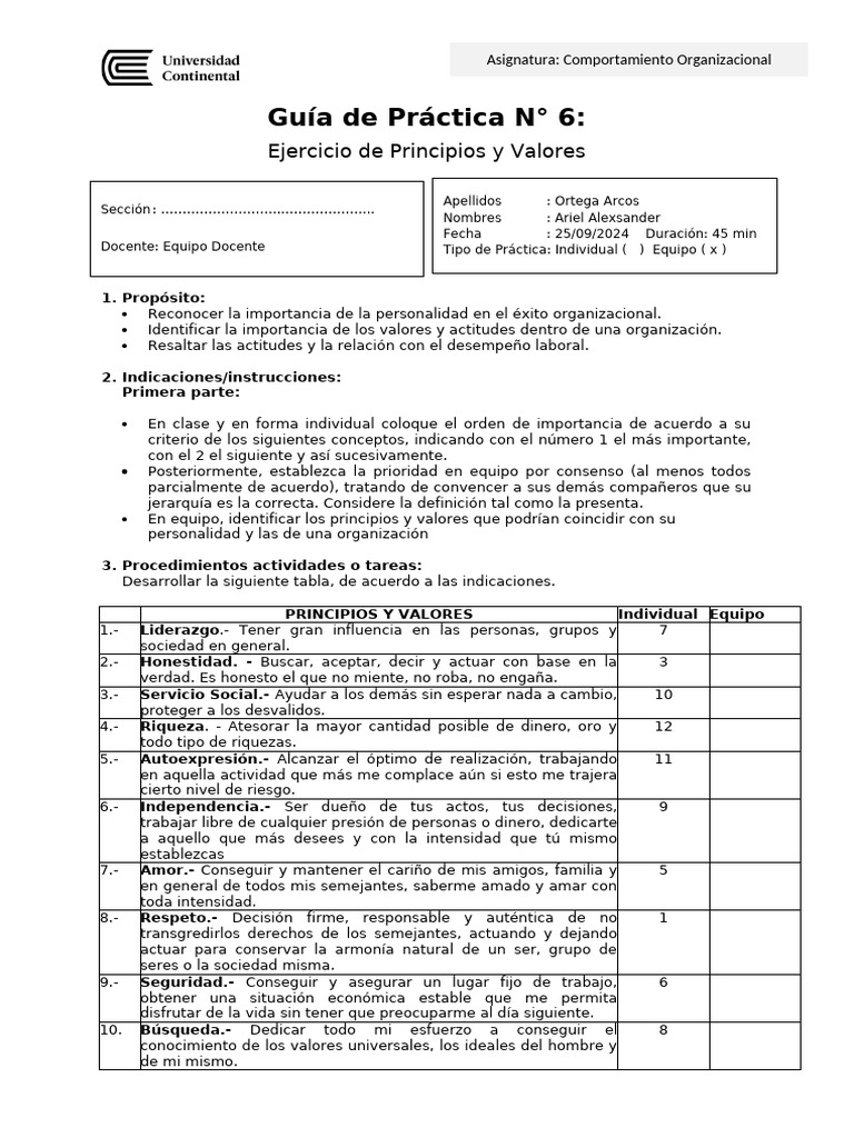 Guía práctica 05 - VALORES Y PRINCIPIOS | PDF