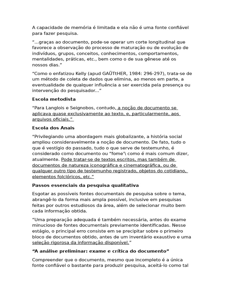 Fichamento A Pesquisa Qualitativa Cellard | PDF