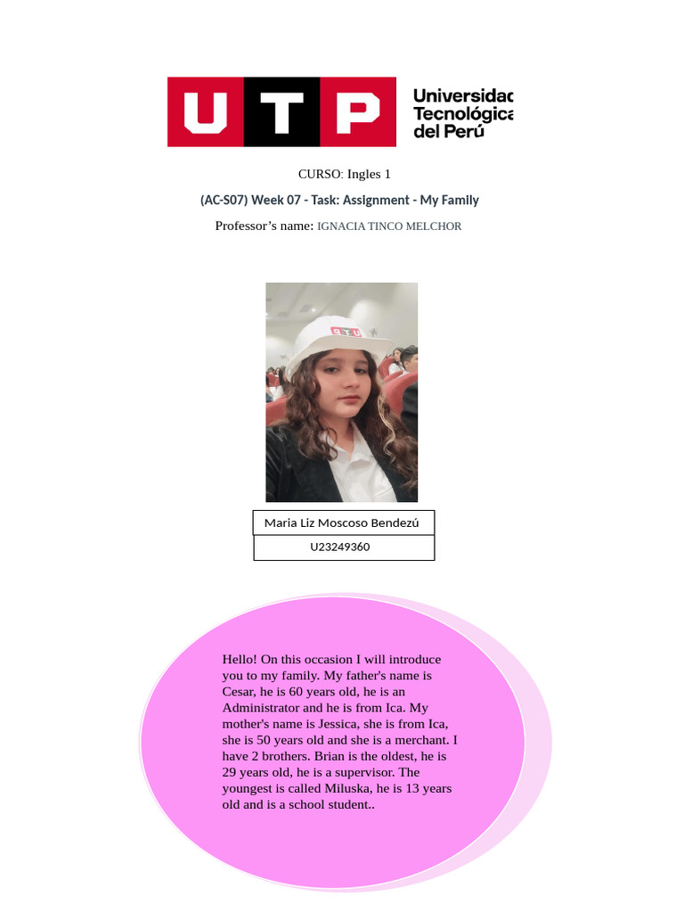 Assignment - My Family | PDF