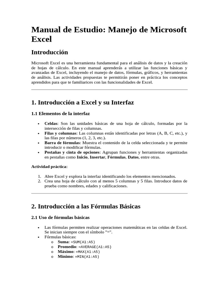 Manual de Estudio - Manejo de Excel | PDF