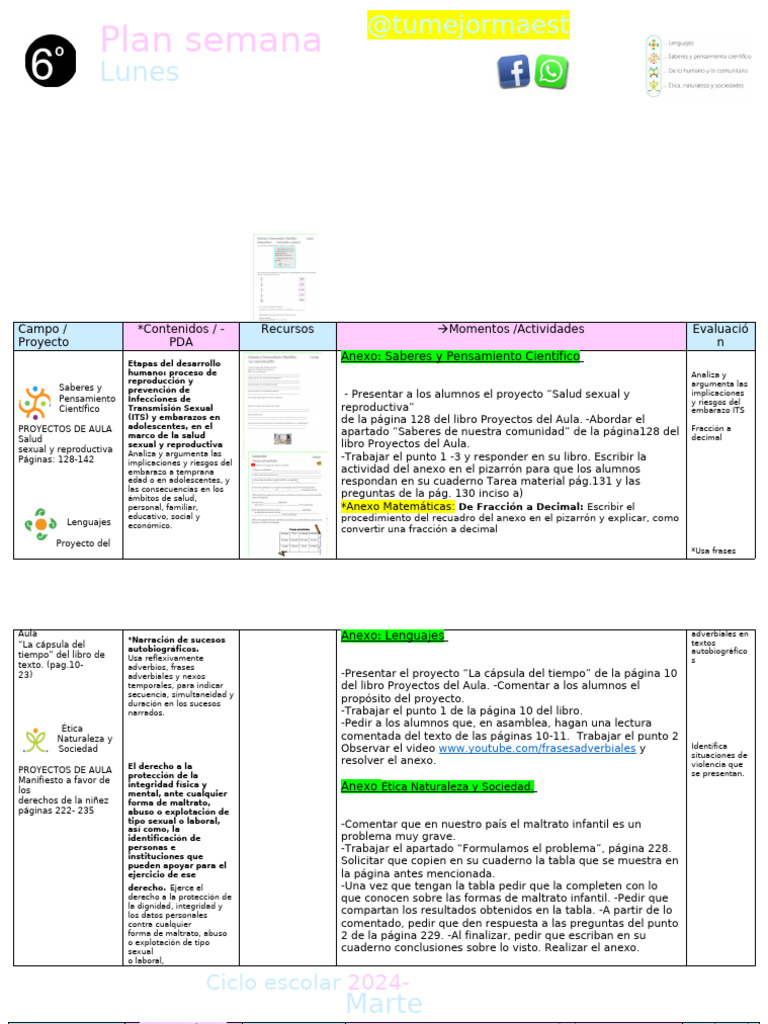 6 plan semana 6 2025 tumejormaestro | PDF