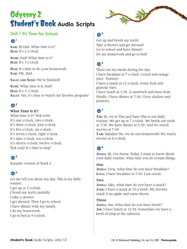 AddRes ODY2 SBU1-U9 Audio Scripts | PDF