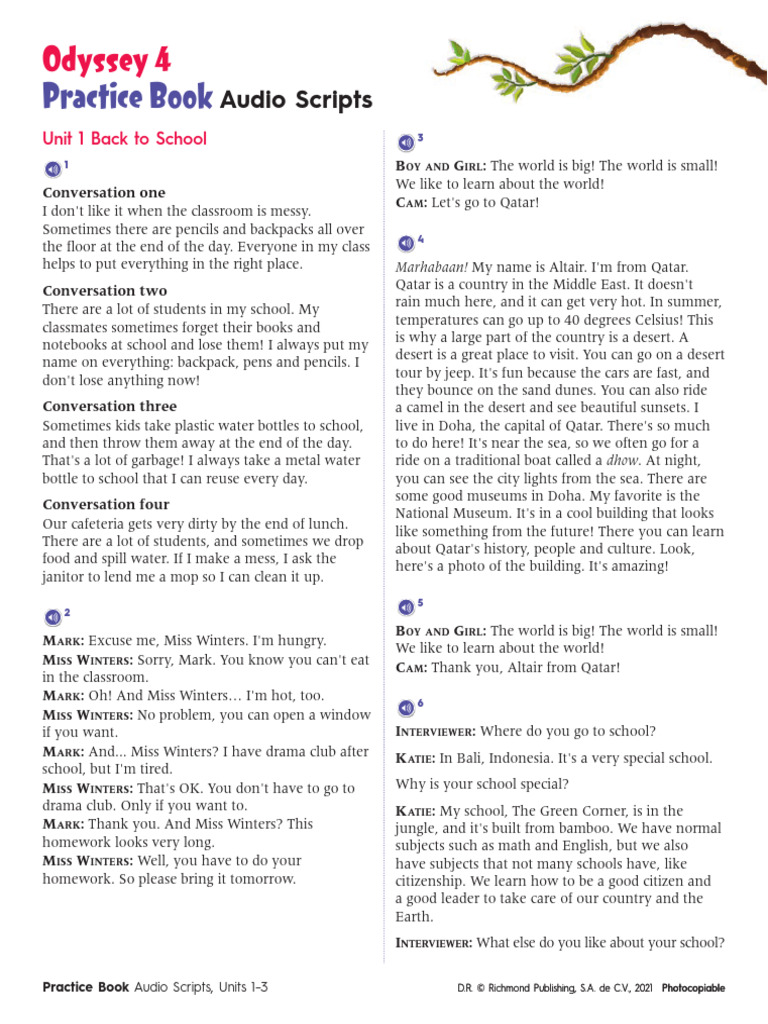 AddRes ODY4 PBU1-U9 Audio Scripts | PDF