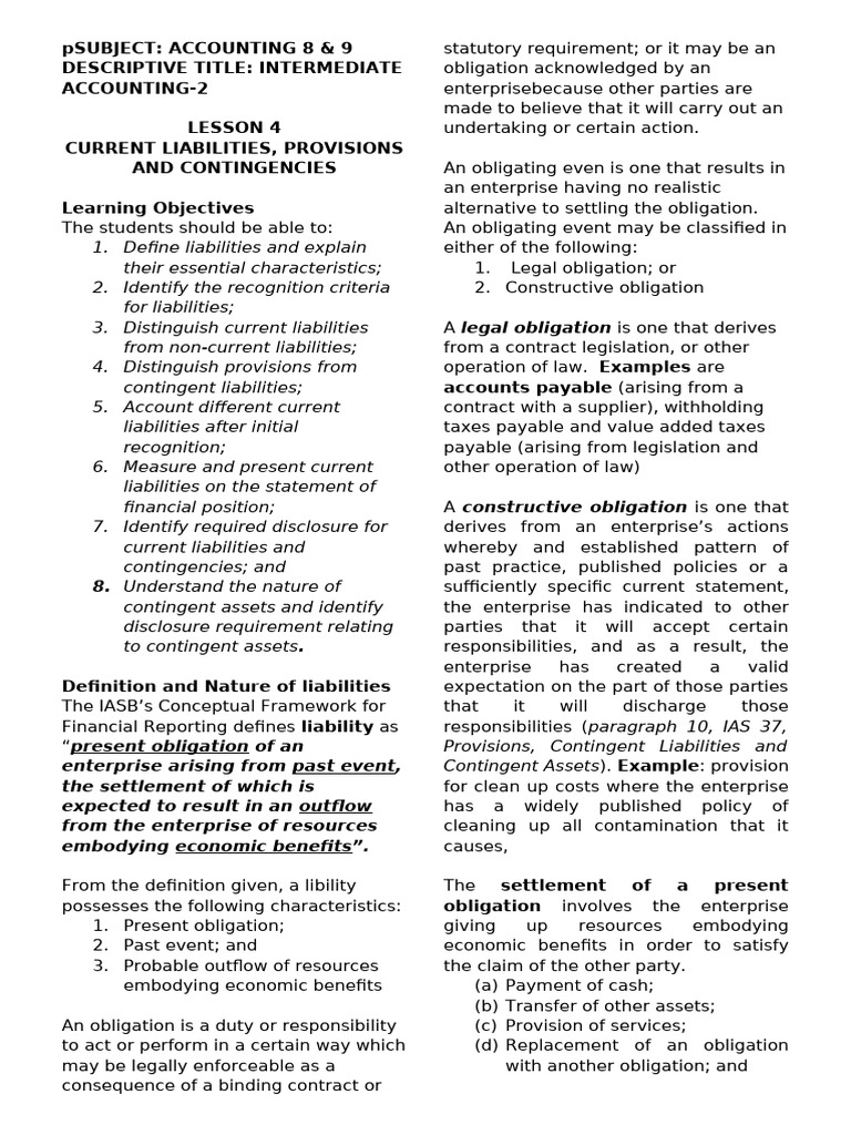 Lesson 4-CURRENT LIABILITIES | PDF