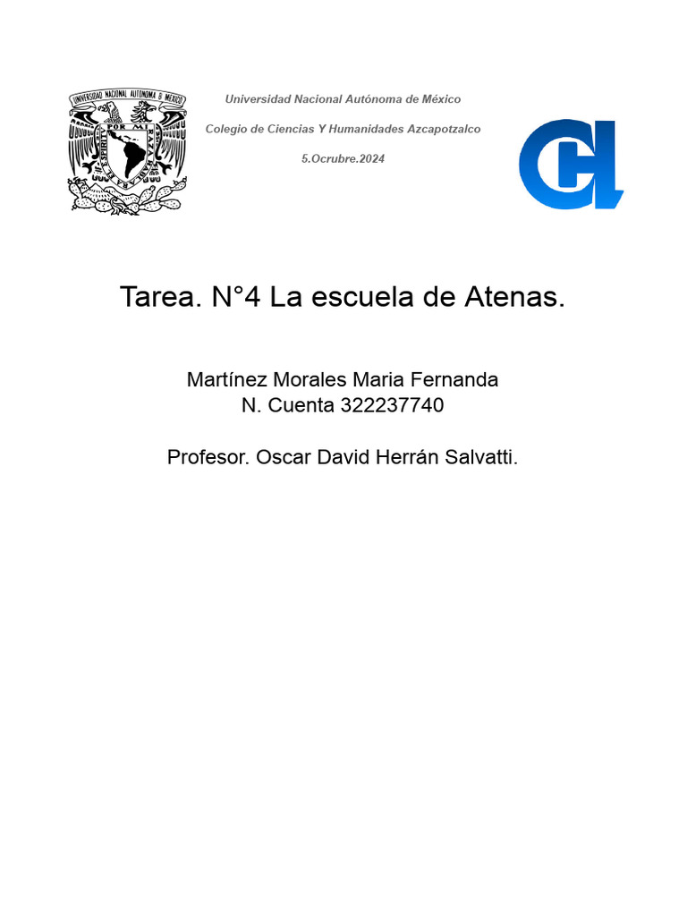 Tarea. N°4 La Escuela de Atenas | PDF