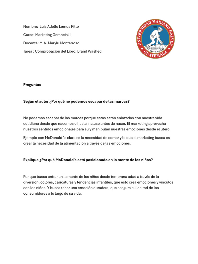 Comprobacion de Lectura Del Libro | PDF