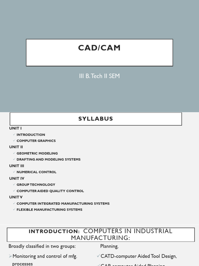 Cad Cam Unit I-1 | PDF