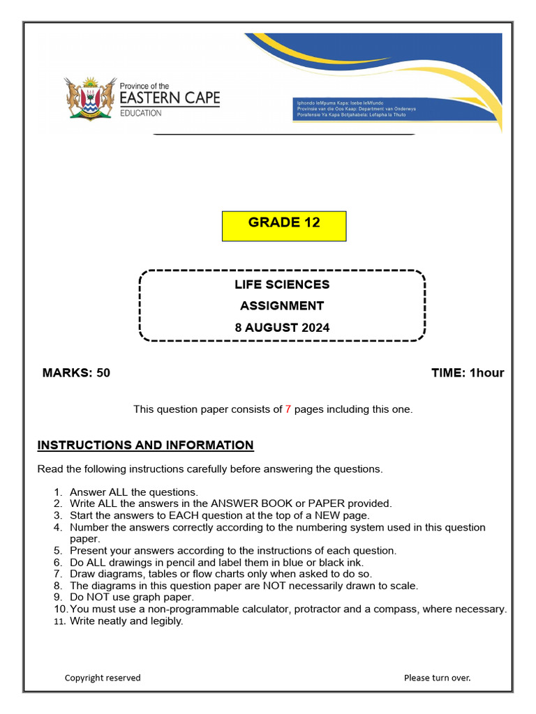 Life Sciences Grade 12 Assignment 2024 Final | PDF | Diabetes | Science ...
