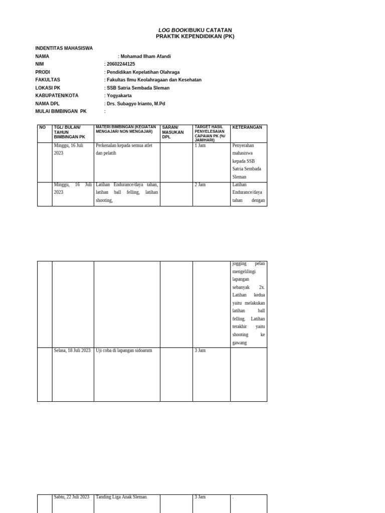 Logbook Laporan Mingguan 1 Mohamad Ilham Afandi | PDF
