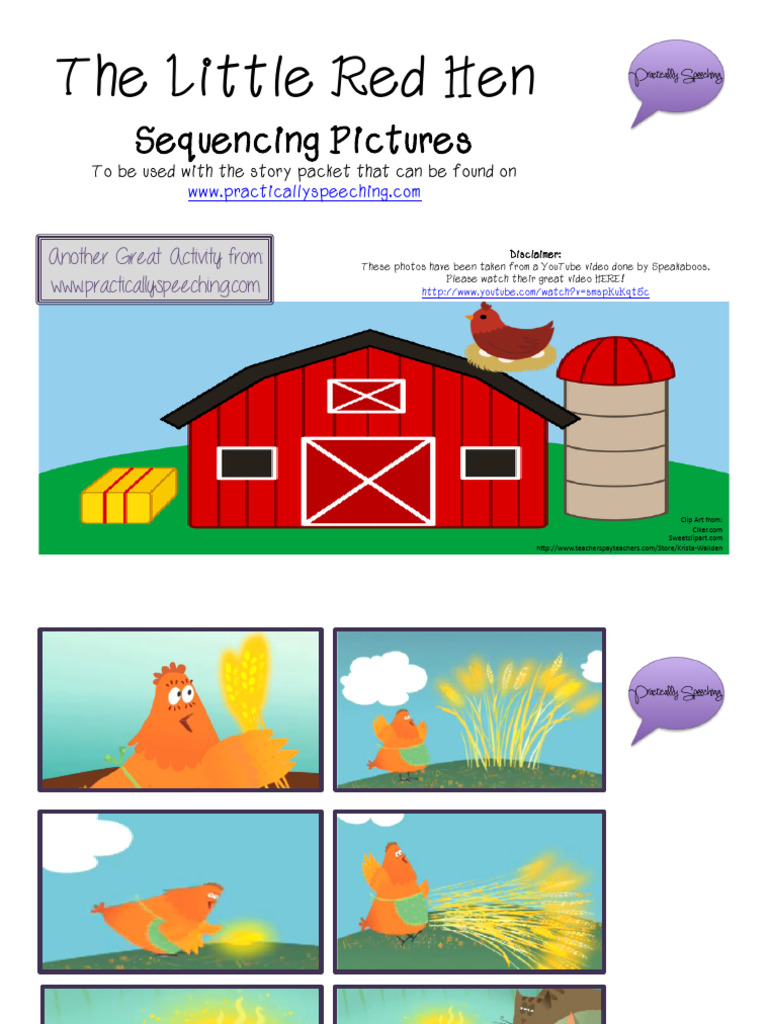 Sequencing Pictures: The Little Red Hen | PDF