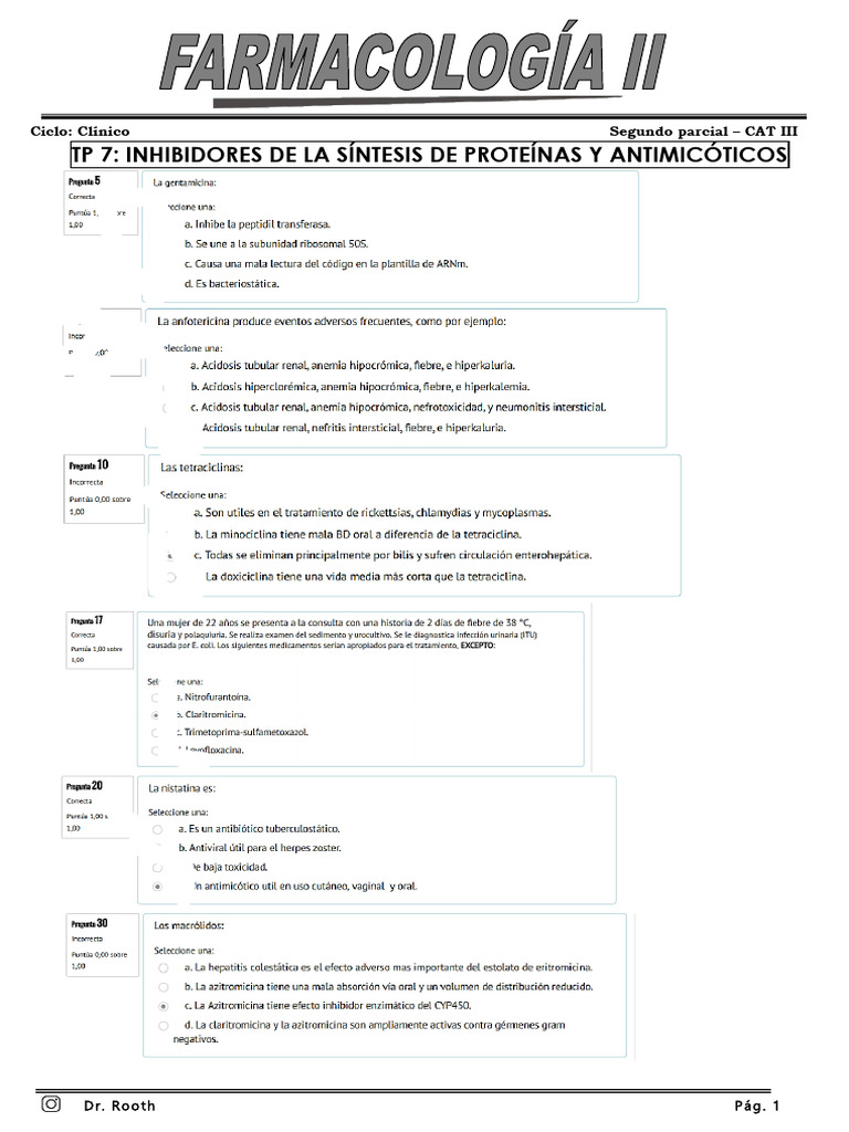 TP7 Inhibidores de La Síntesis de Proteínas y Antimicóticos - Dr. Rooth ...