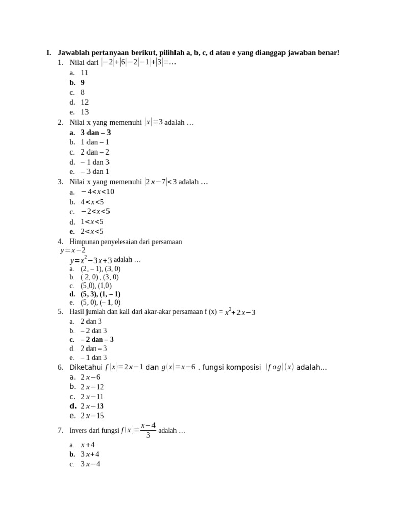 Soal AM MTK Wajib 2024 | PDF
