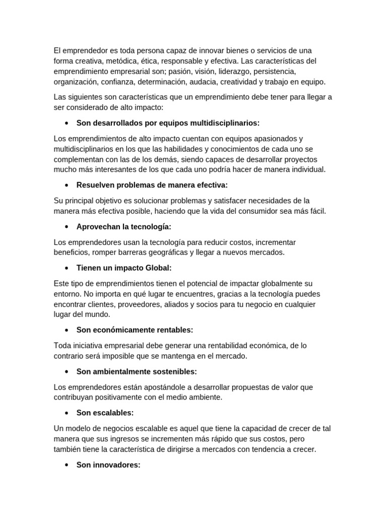 El Emprendedor Es Toda Persona Capaz de Innovar Bienes o Servicios de ...