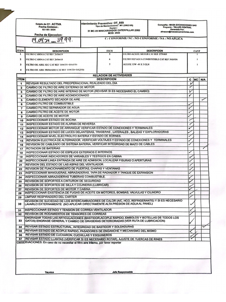 Mantenimiento MC-05 | PDF
