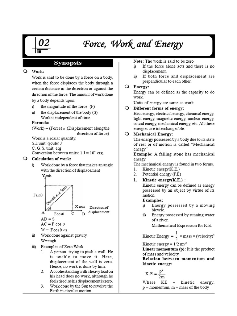 Chap - 02 Force, Work and Energy | PDF