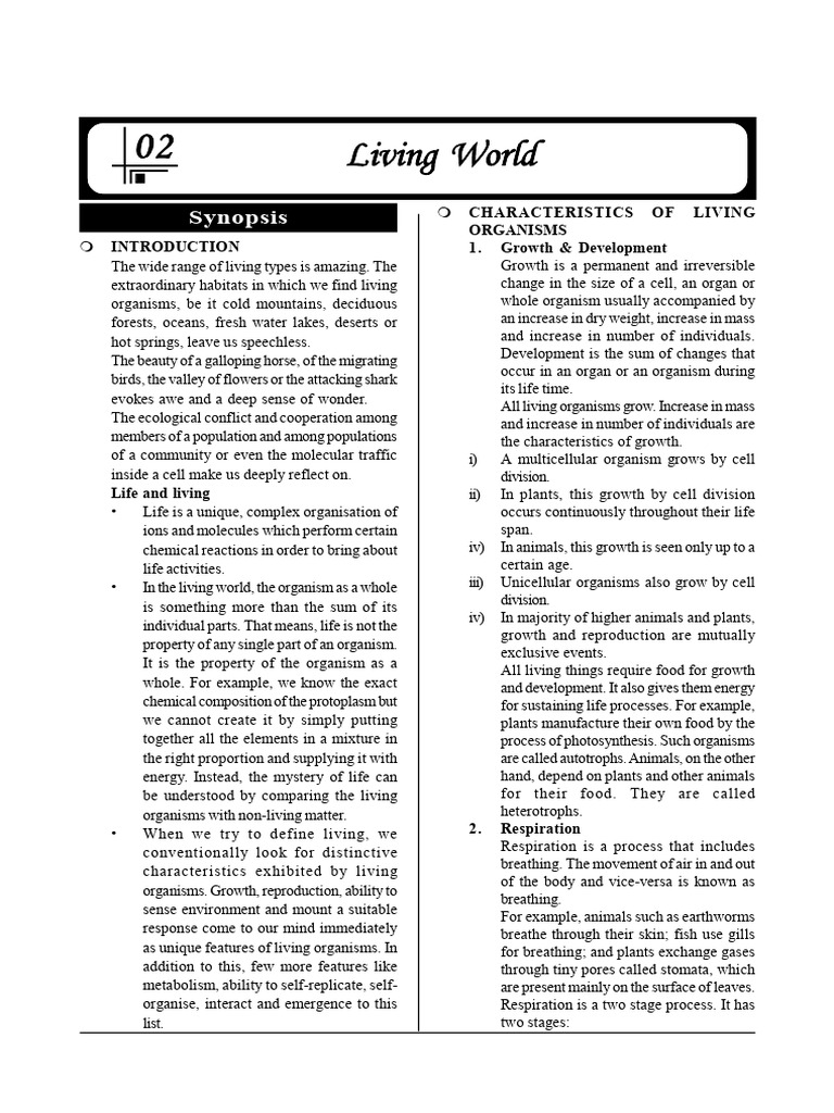 Chap - 02 Living World | PDF