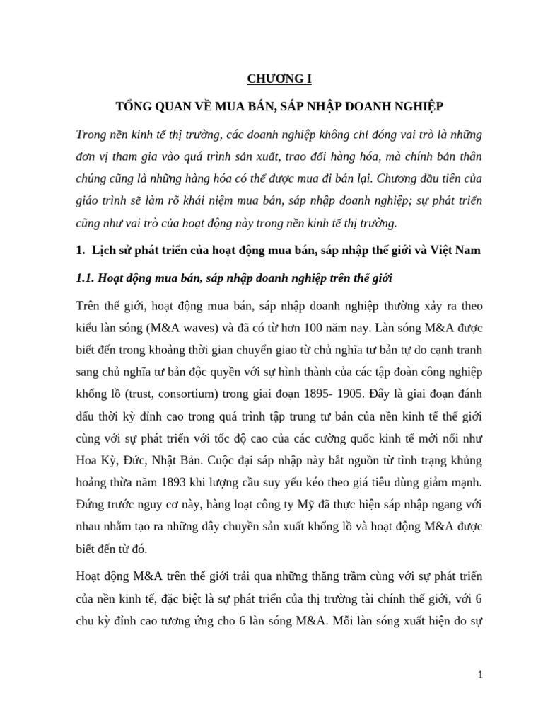 Chuong 1. Tong Quan Ve Mua Ban, Sap Nhap | PDF